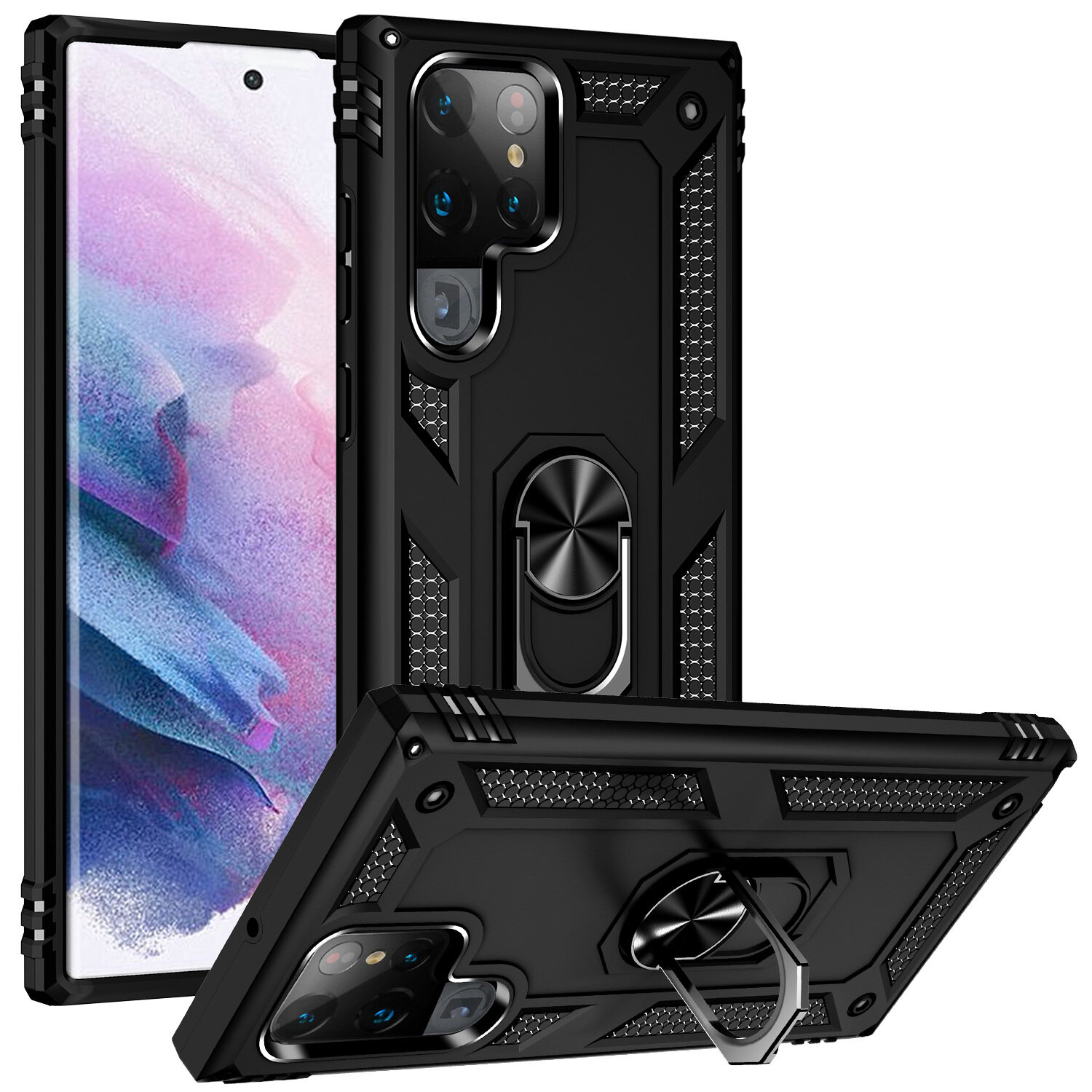 Противоударный чехол-бампер MyPads для Samsung Galaxy S22 Ultra (SM-S908B) черный