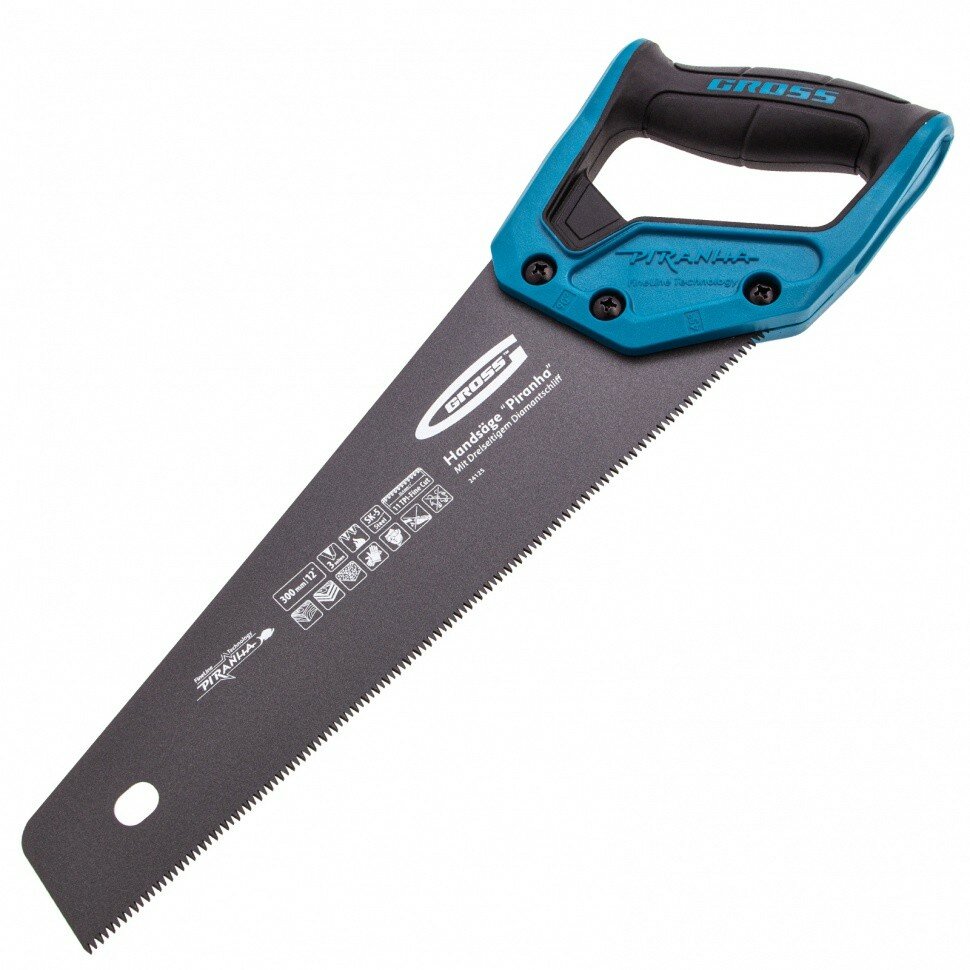 Ножовка по дереву, 300 мм, 11TPI, "Piranha" GROSS 24125