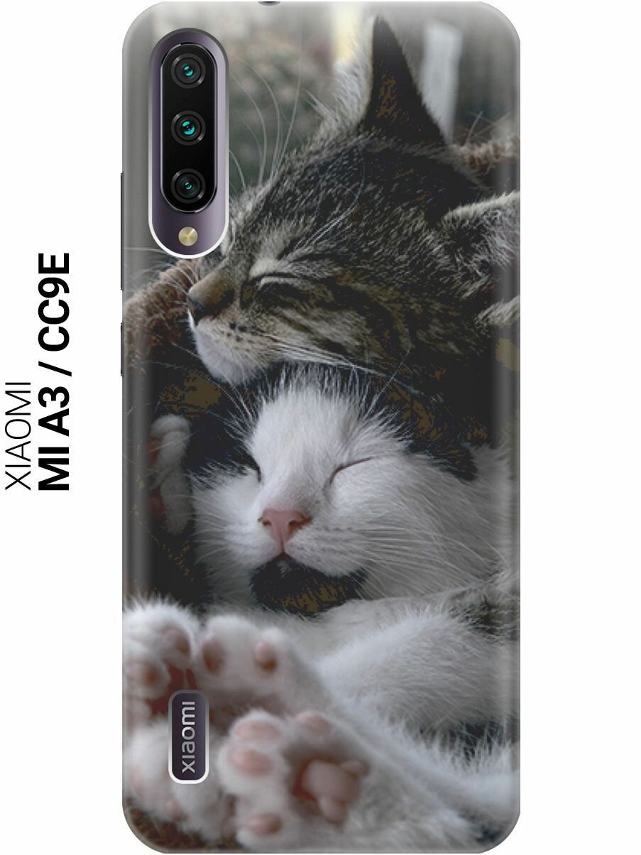 Силиконовый чехол на Xiaomi Mi A3, CC9e, Сяоми Ми А3, Ми СС9е с принтом "Отдыхающие котики"