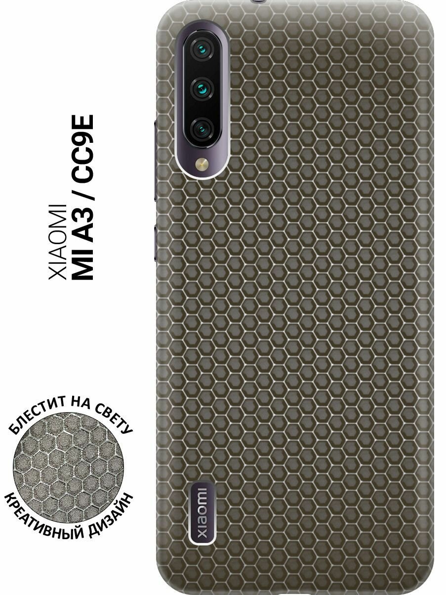 Силиконовый чехол на Xiaomi Mi A3, CC9e, Сяоми Ми А3, Ми СС9е с эффектом блеска "Карбоновая сеть"