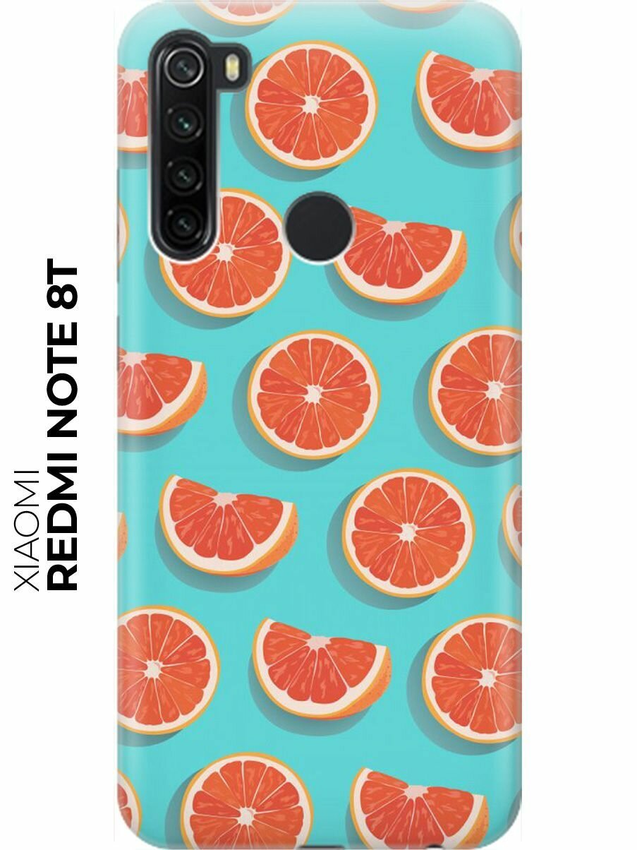 Накладка Transparent для Xiaomi Redmi Note 8T с принтом "Грейфруты на голубом"