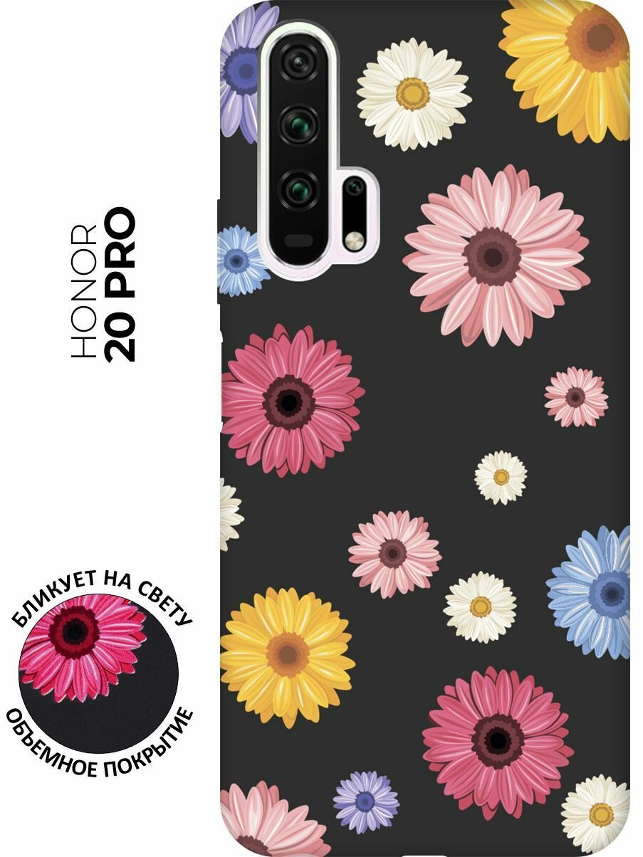 Матовый чехол Gerberas для Honor 20 Pro / Хонор 20 Про с 3D эффектом черный