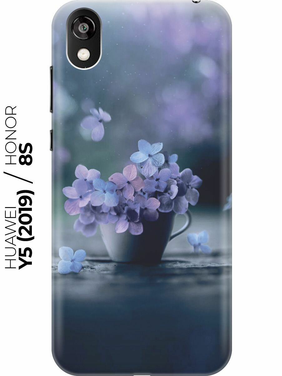 Силиконовый чехол Синие цветы в чашке на Honor 8S / Huawei Y5 (2019) / Хуавей У5 2019 / Хонор 8с