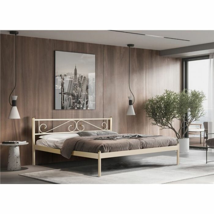 Кровать шарм (120х200/металлическое основание) Бежевый