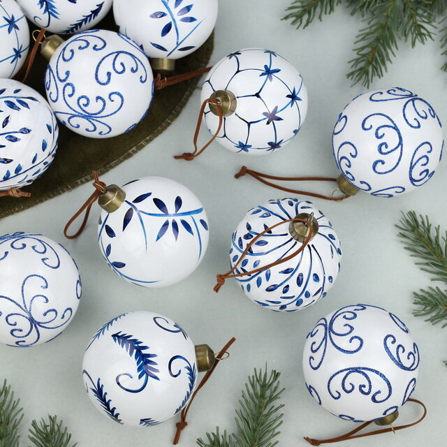 Елочные шары Финедон 8 см, 12 шт, стекло, Winter Deco, 19039-23285
