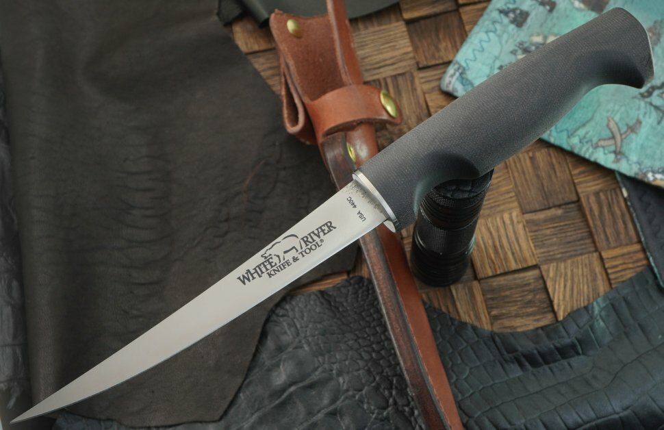 Филейный нож White River Fillet 152 мм ( черная льняная микарта)