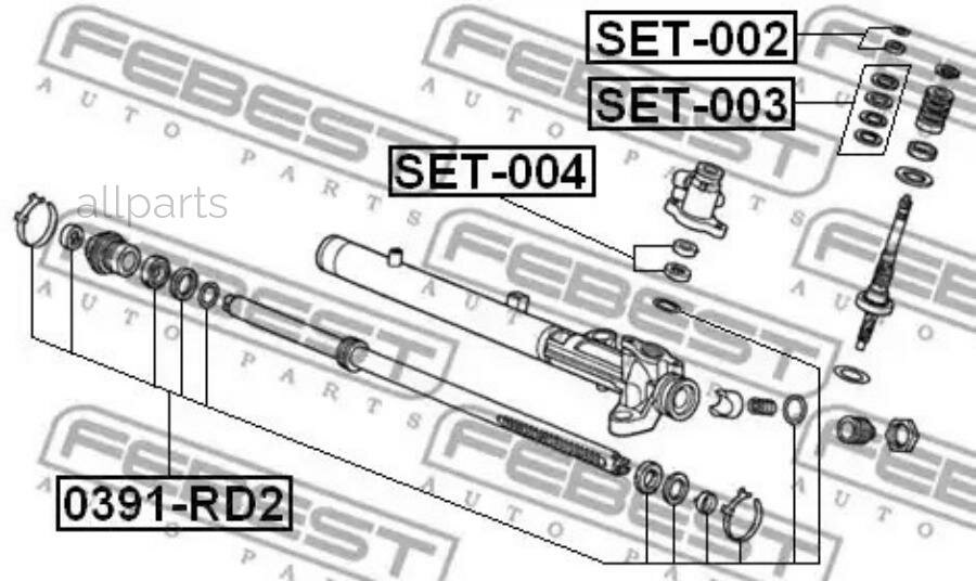 FEBEST SET-004 Ремкомплект рулевой рейки