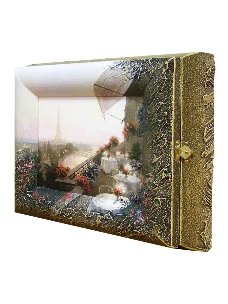 Ключница настенная закрытая Париж с полкой в прихожую