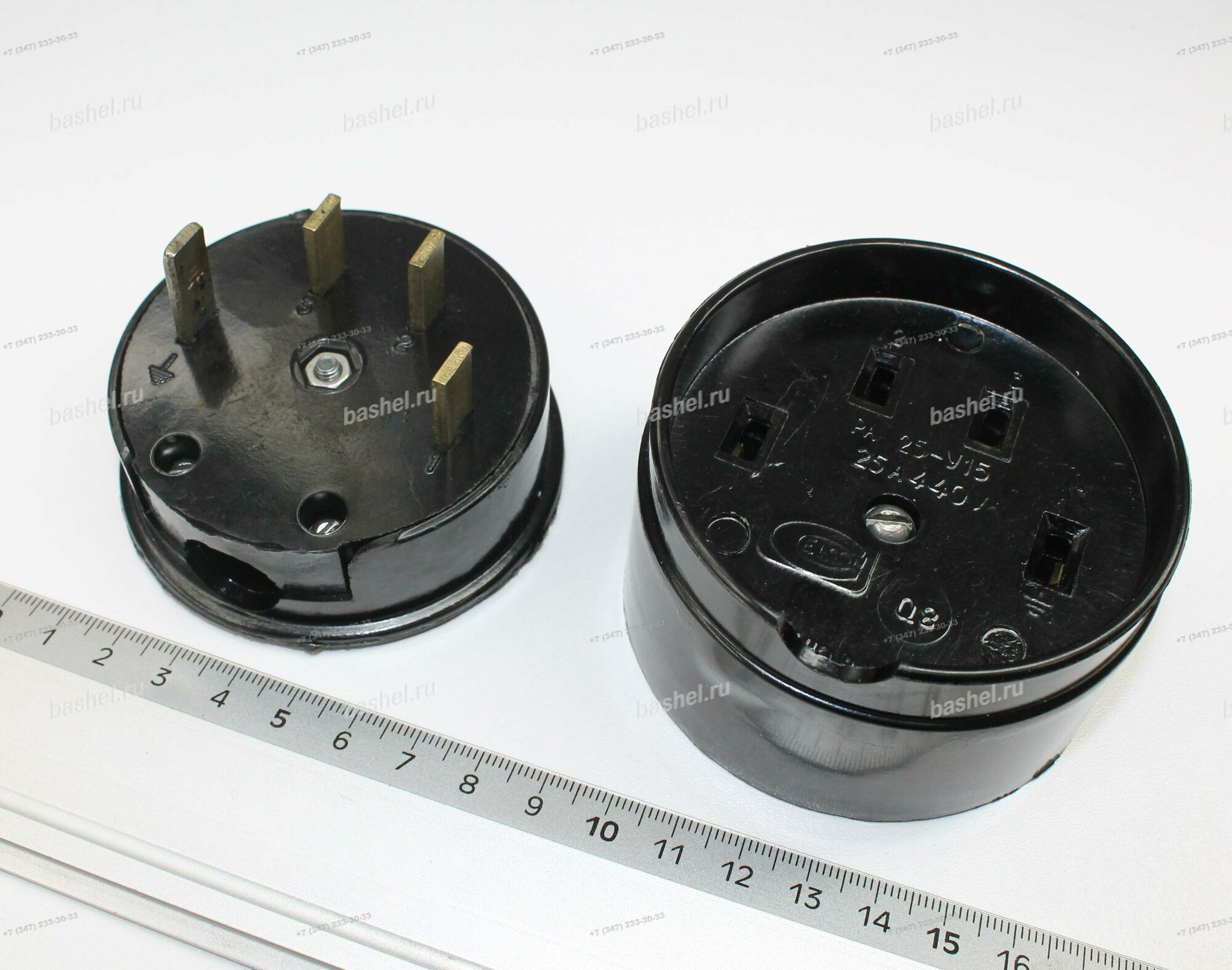 Розетка сетевая с вилкой РШ/ВШ для электроплит ОУ 25А 380В 3P+PE, латунь, карболит Витебск