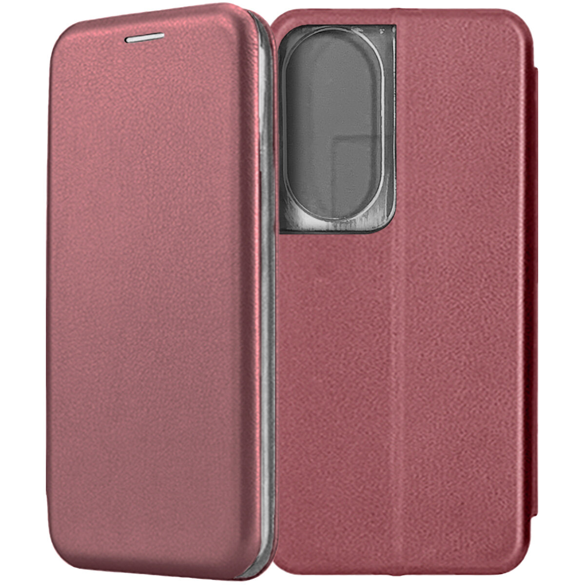 Чехол книжка для Honor X7b темно-красный / подставка, отделение для карт