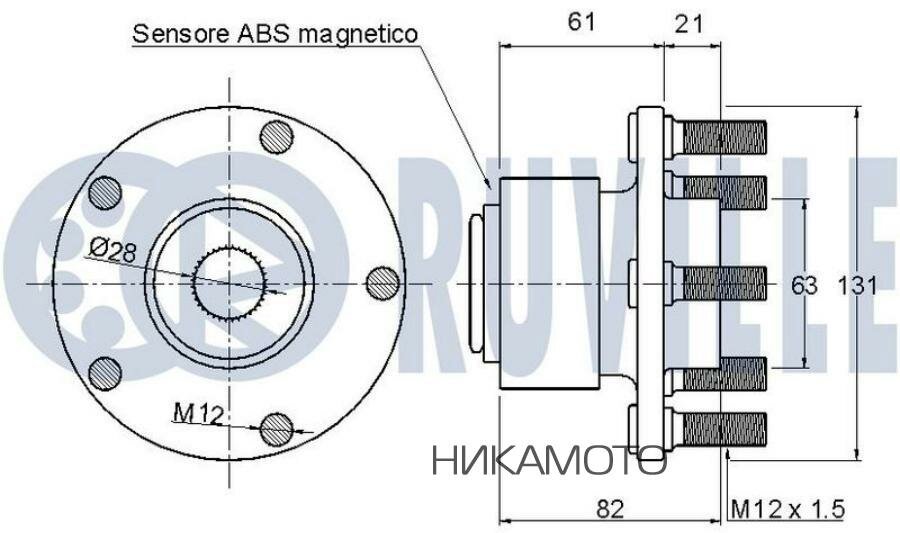RUVILLE 221142 Подшипник-ступица пер. FORD FOCUS 2004=>, C-MAX