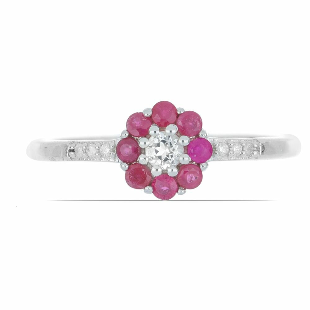 Кольцо, серебро, 925 проба, родирование, топаз, рубин