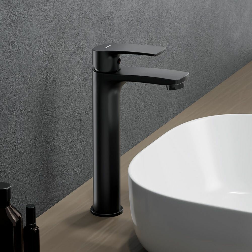 Смеситель для раковины Damixa Luna, черный матовый, высокий, с изливом