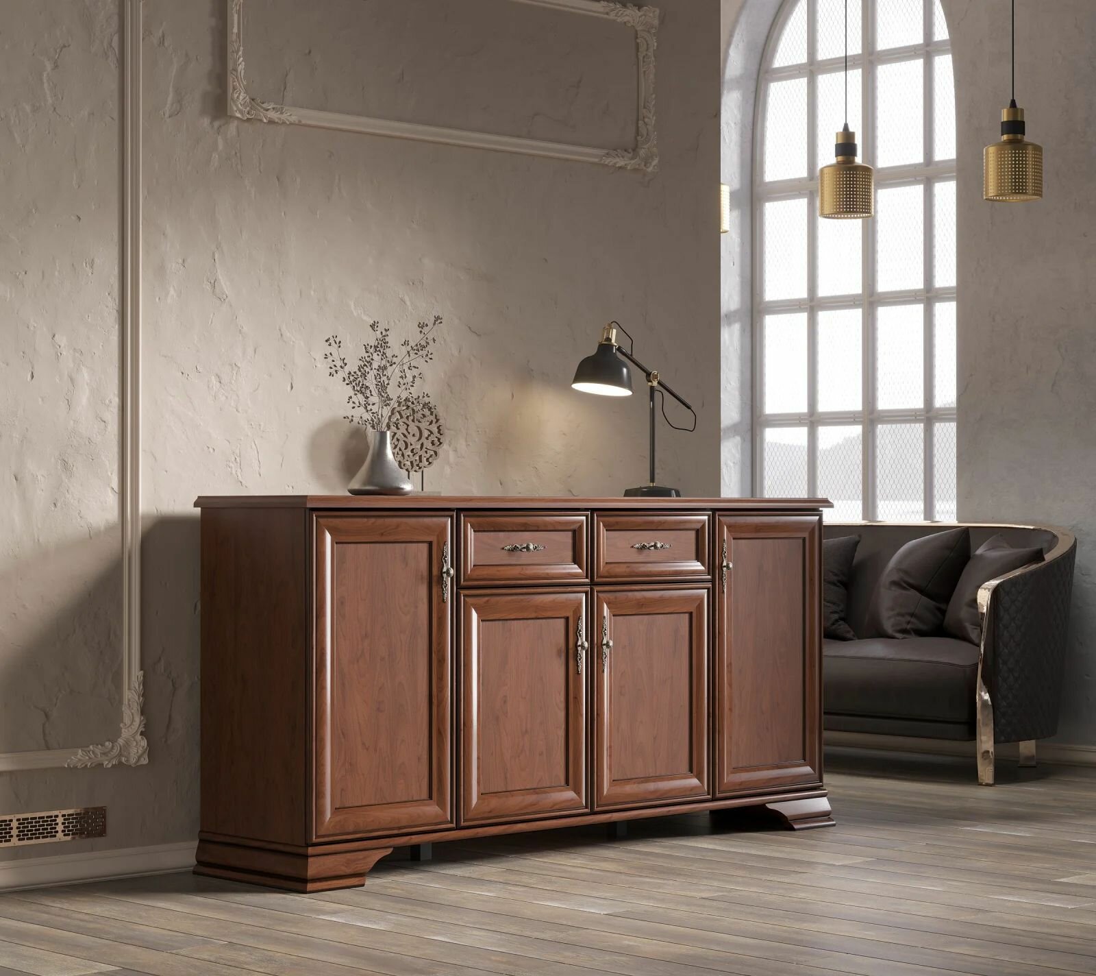 Тумба-комод Kentaki KOM4D2S, каштановая, для одежды и вещей, с ящиками 2 шт.