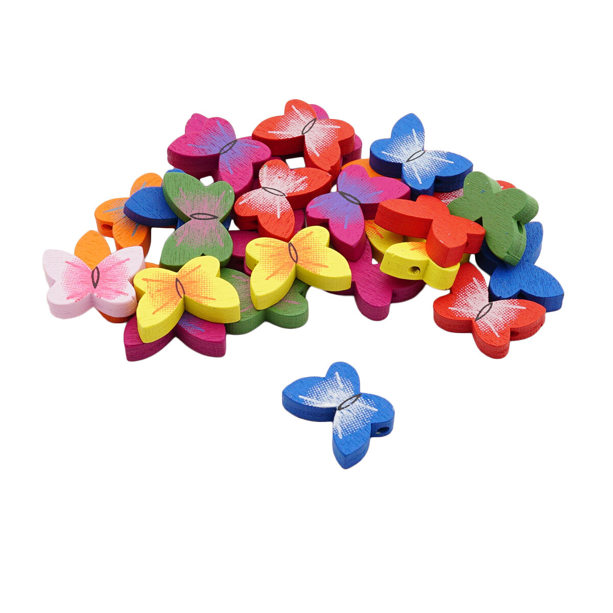 Бусины для рукоделия деревянные, цветной микс, бабочки, 15г, Astra&Craft (4AR401)