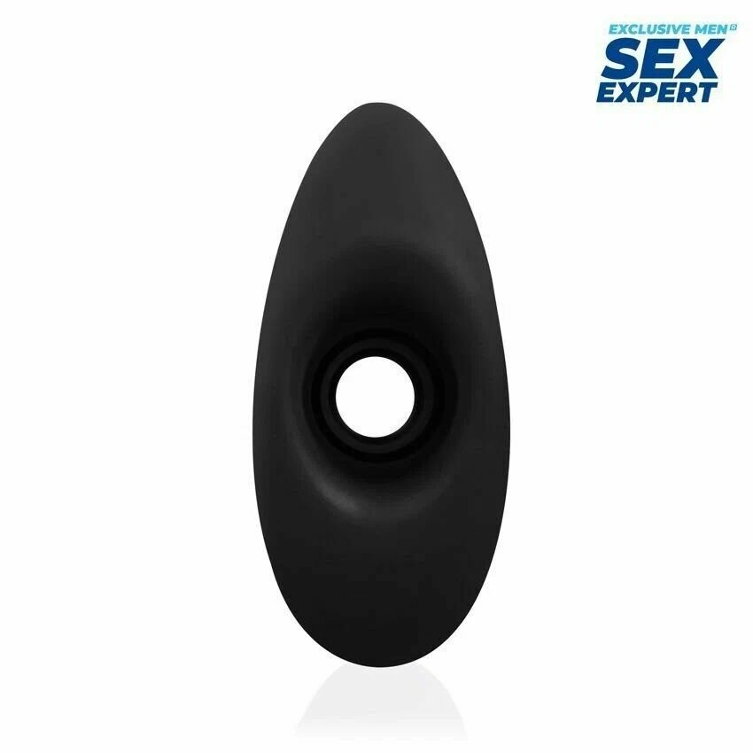Черный рельефный анальный стимулятор-тоннель - 11 см
