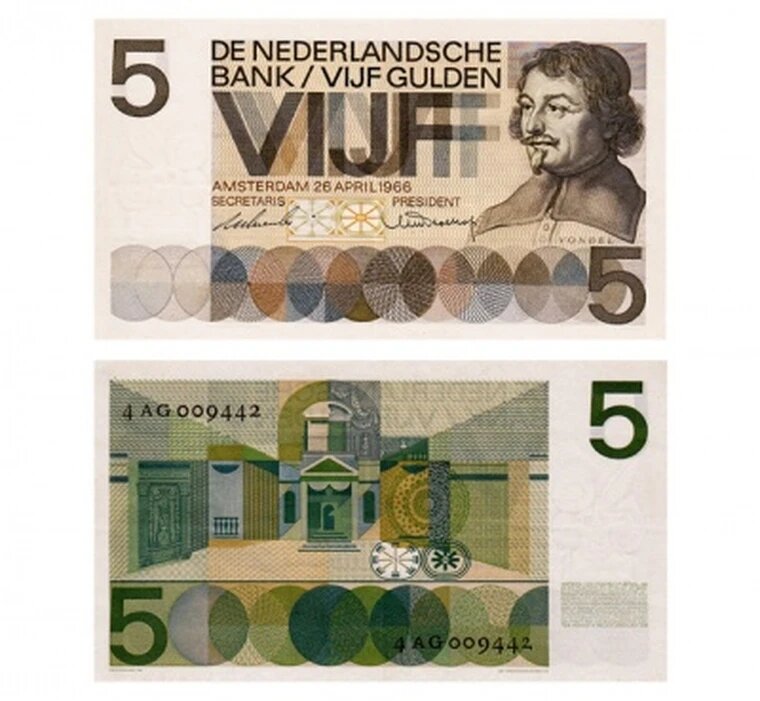 5 гульденов 1966 Нидерланды, сувенирная копия, банкноты и купюры редкие коллекционные