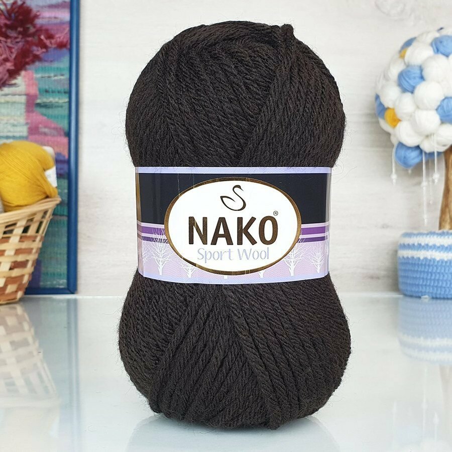 Пряжа Nako SPORT WOOL 4987 коричневый (5 мотков)