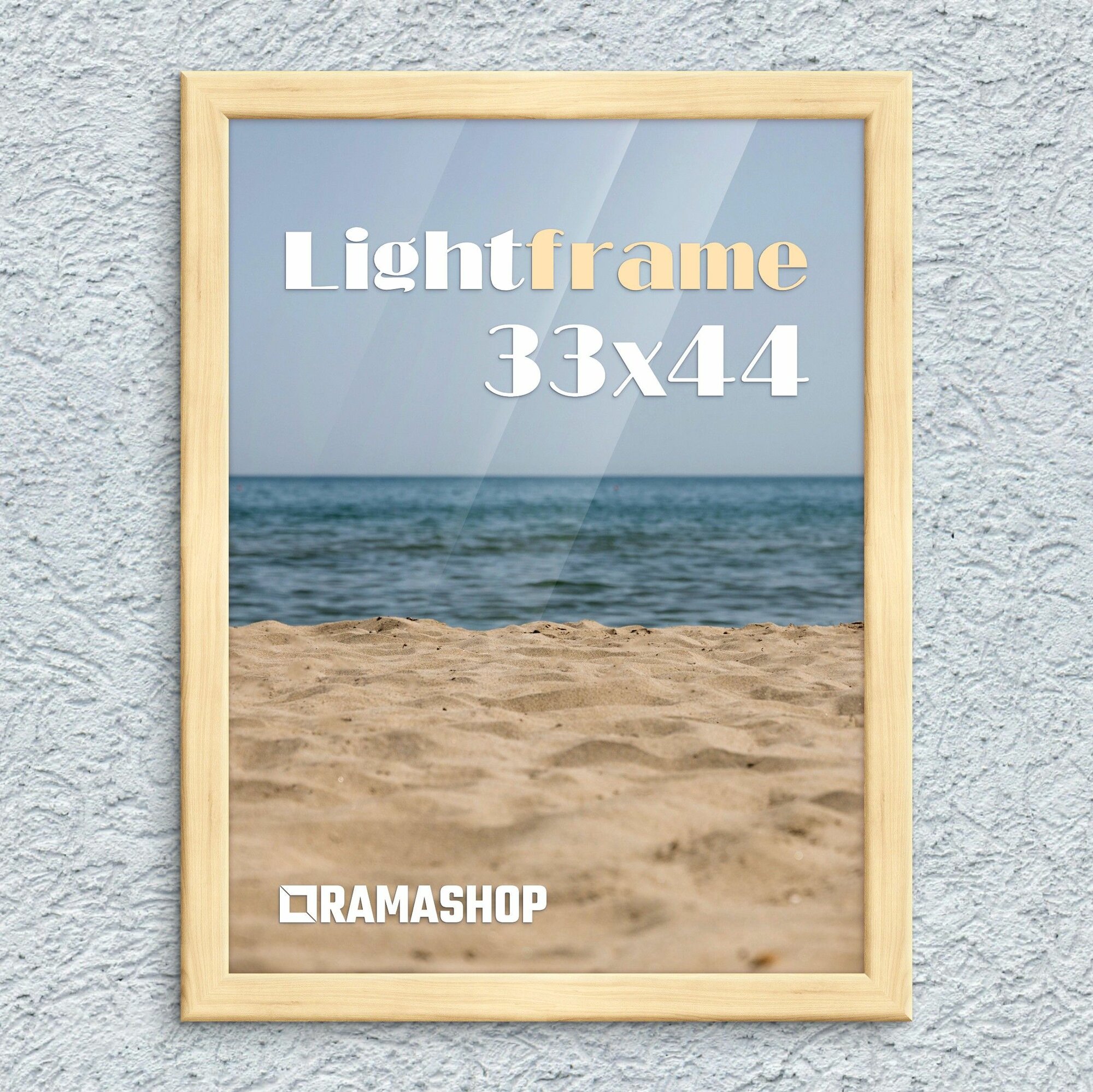 Рамка для фото 33х44 см, серия "Light Frame", фоторамка деревянная. Неокрашенная, cкругленный профиль 24х16 мм. Карельская сращенная сосна