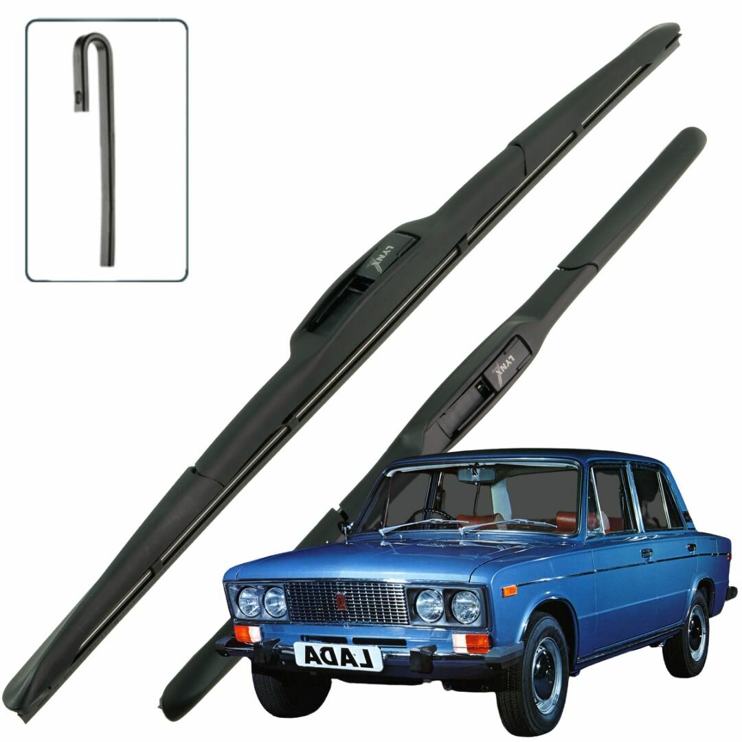 Дворники LADA ВАЗ / Лада 2106 1975-2000 2000 2001 2002 2003 2004 2005 2006 Щетки стеклоочистителя гибридные ОЕМ для автомобиля LYNXauto 350мм-350мм к-т 2шт.
