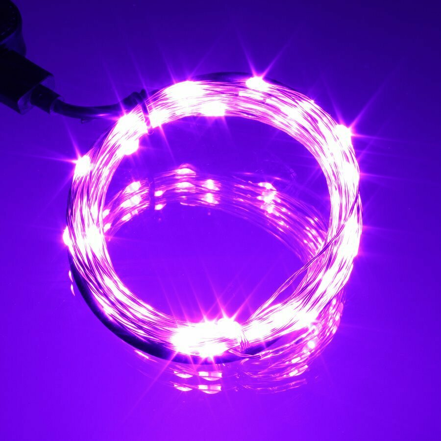 Гирлянда светодиодная "Роса", 3AA,10м 100LED-Fiolet