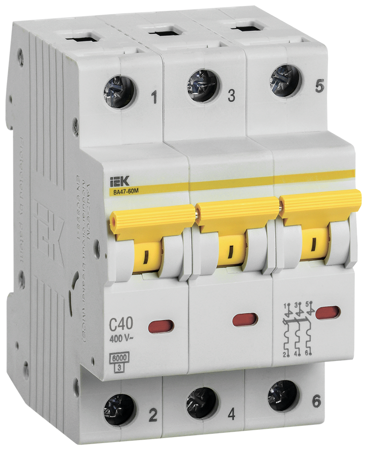 Автоматический выключатель IEK ВА47-60M (C) 6кА 40 А