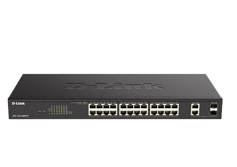 Коммутатор D-LINK DGS-1100-26MPV2/A3A 24G управляемый