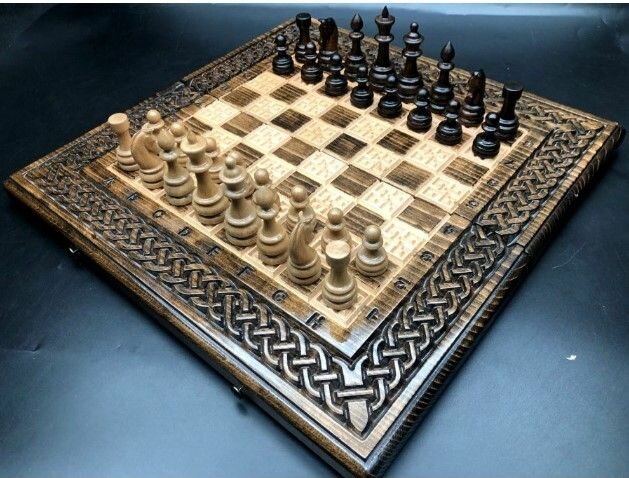 Шахматы "Эксклюзив", резные, 3 в 1, ручная работа, дерево Бук, 40 см