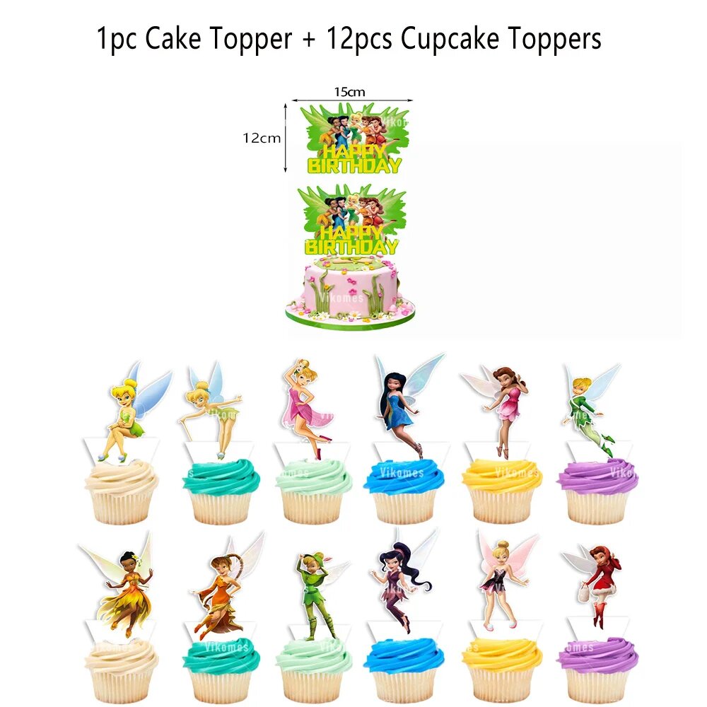 Набор для торта "Фей" 1 шт. Cake Topper + 12 шт. Cupcake Topper