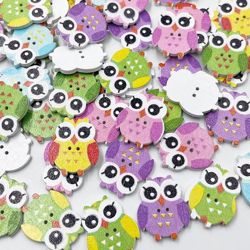 Детские деревянные пуговицы совы, 50 шт, цвет 50 pcs