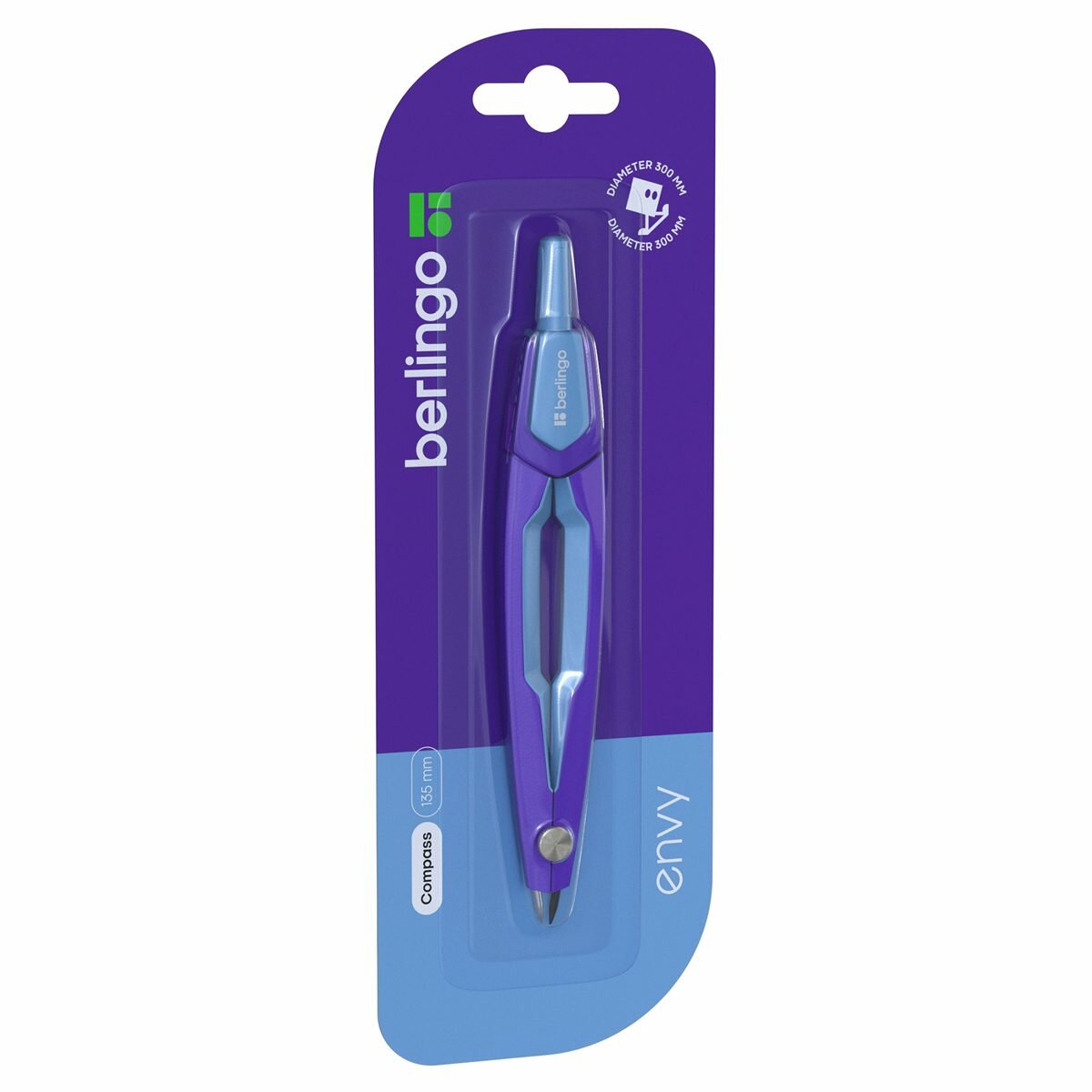 Циркуль Berlingo Envy, 135мм, металлический, голубой, блистер (CS_30001a), 24 уп.