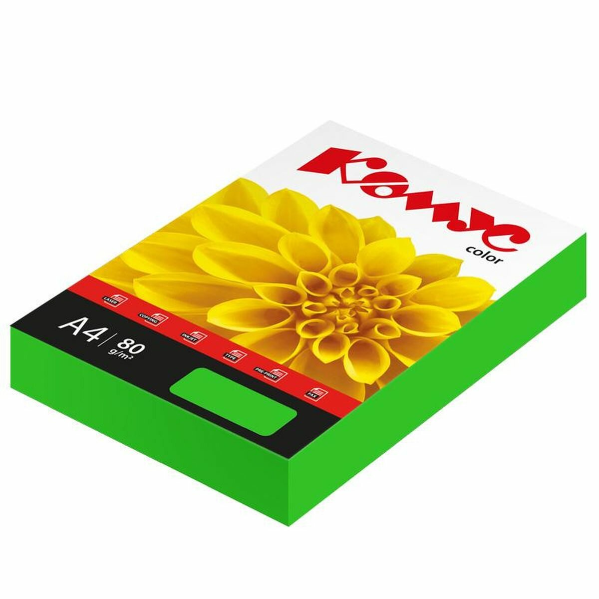 Бумага цветная А4 Комус Color, интенсив зеленый, 80 г/кв. м, 500 листов (619974)