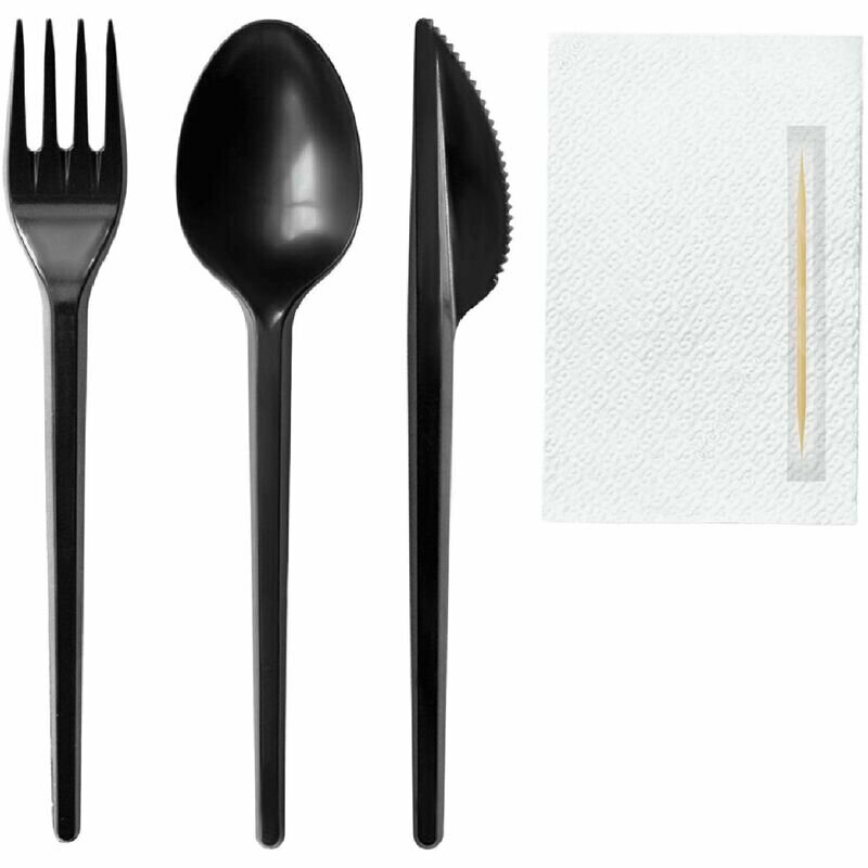 Набор одноразовых столовых приборов Комус № 5 на 1 персону 5 предметов 200 наборов в упаковке, 2061552