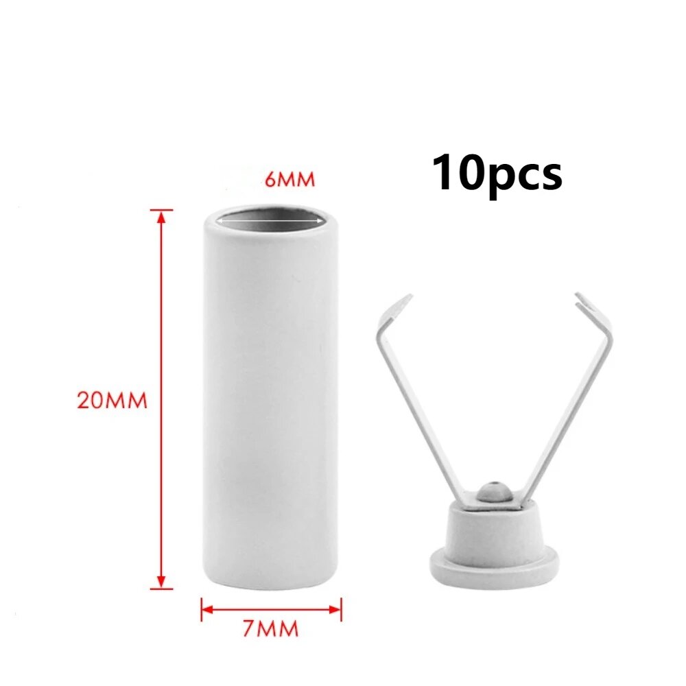 Белые концы для шнура 10 шт, 6x20 мм