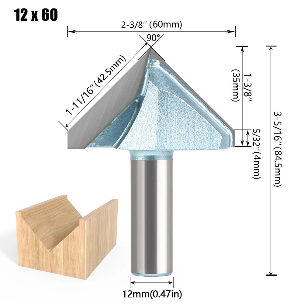 Хвостовик для фрезерного станка, 12 мм, 1/2 дюйма, 12X60mm