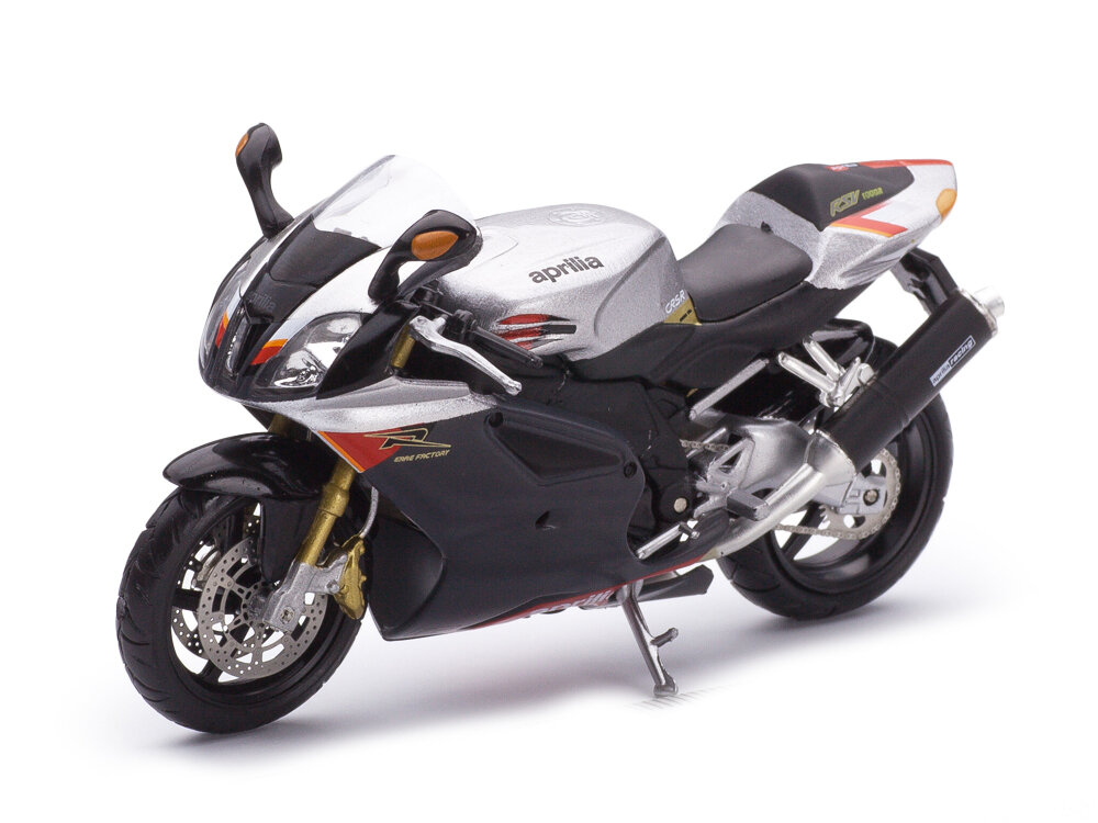 Модель коллекционная ATLAS Aprilia rsv 1000R 2004 black/silver