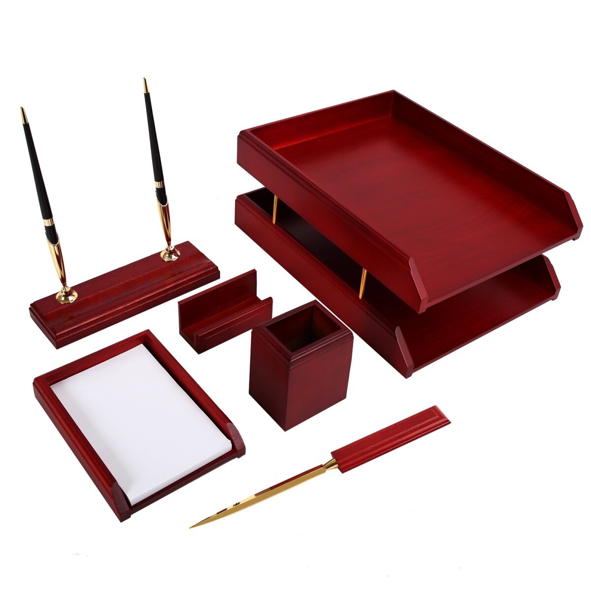 Набор настольный КНР 6 предметов "Good Sunrise" красное дерево, бордовый, черный (2000700)