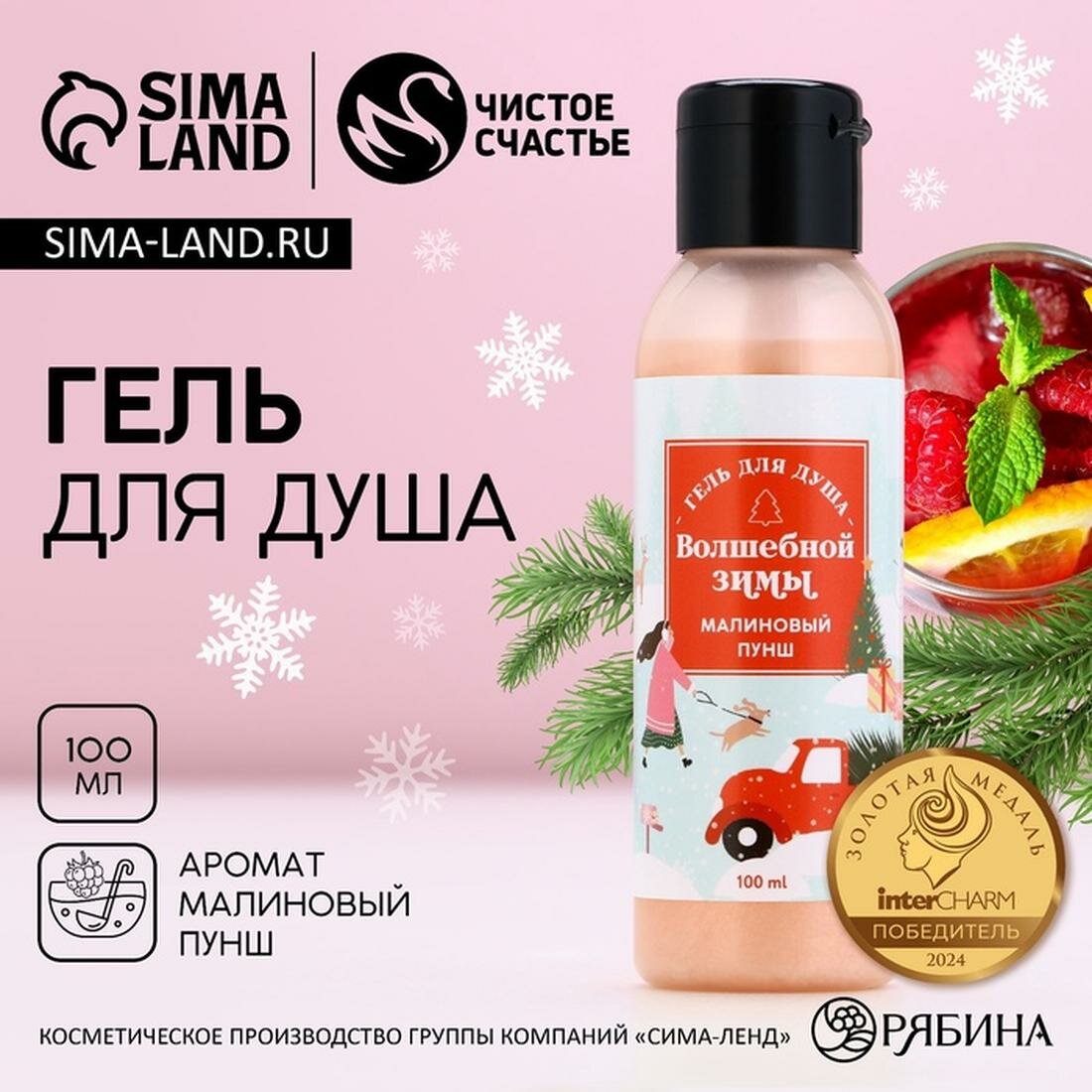 Гель для душа «Волшебной зимы», 100 мл, аромат малиновый пунш, Новый Год