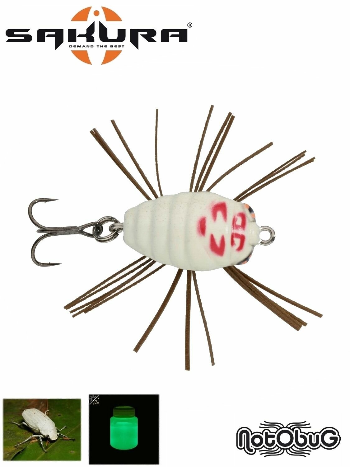 Воблер (Жук) Sakura Notobug 30мм/3.2гр - цвет GB Glow (на голавля, жереха, язя)