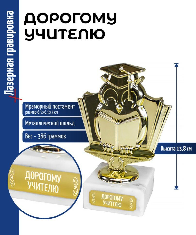 Статуэтка Учёная сова "Дорогому учителю" (13,8 см)