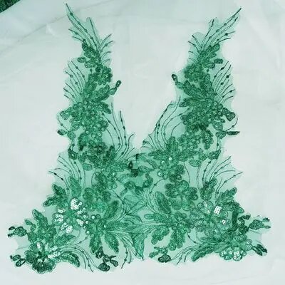 Кружевная нашивка Coioromls с блестками 2 шт. Зеленый, Grass green