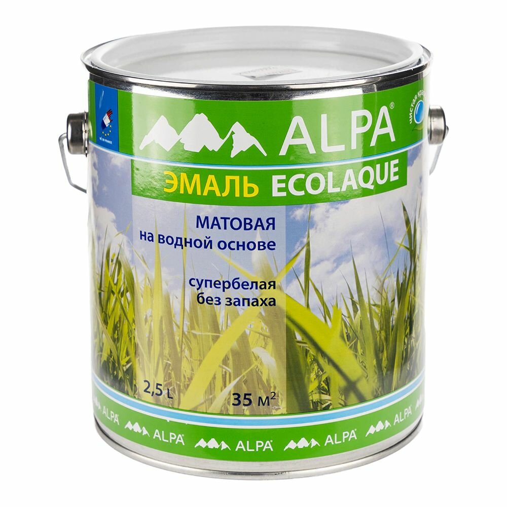 Эмаль матовая ALPA Ecolaque белая 2,5 л