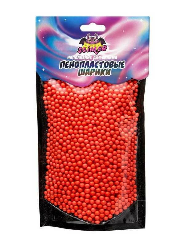 Наполнитель для слайма Slimer Пенопластовые шарики, 4 мм, красные (SSS30-08)