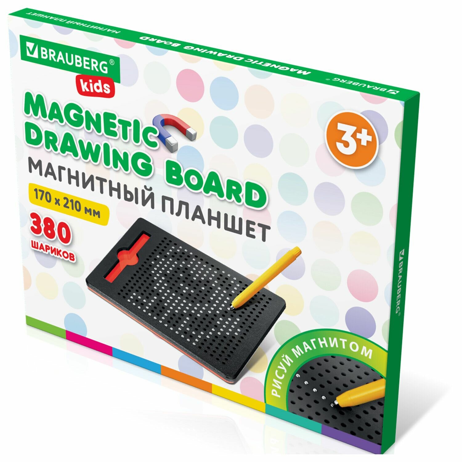 Магнитный планшет-доска Brauberg magpad medium, для рисования, 17х21 см, 380 шариков kids (664921)
