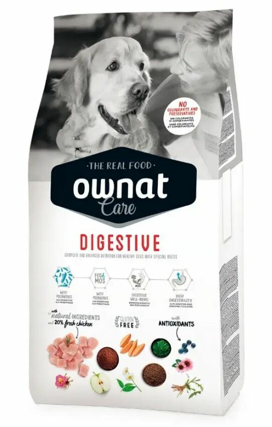 Ownat Adult Care digestive Сухой корм для собак всех пород с чувствительным пищеварением, с курицей, 3 кг