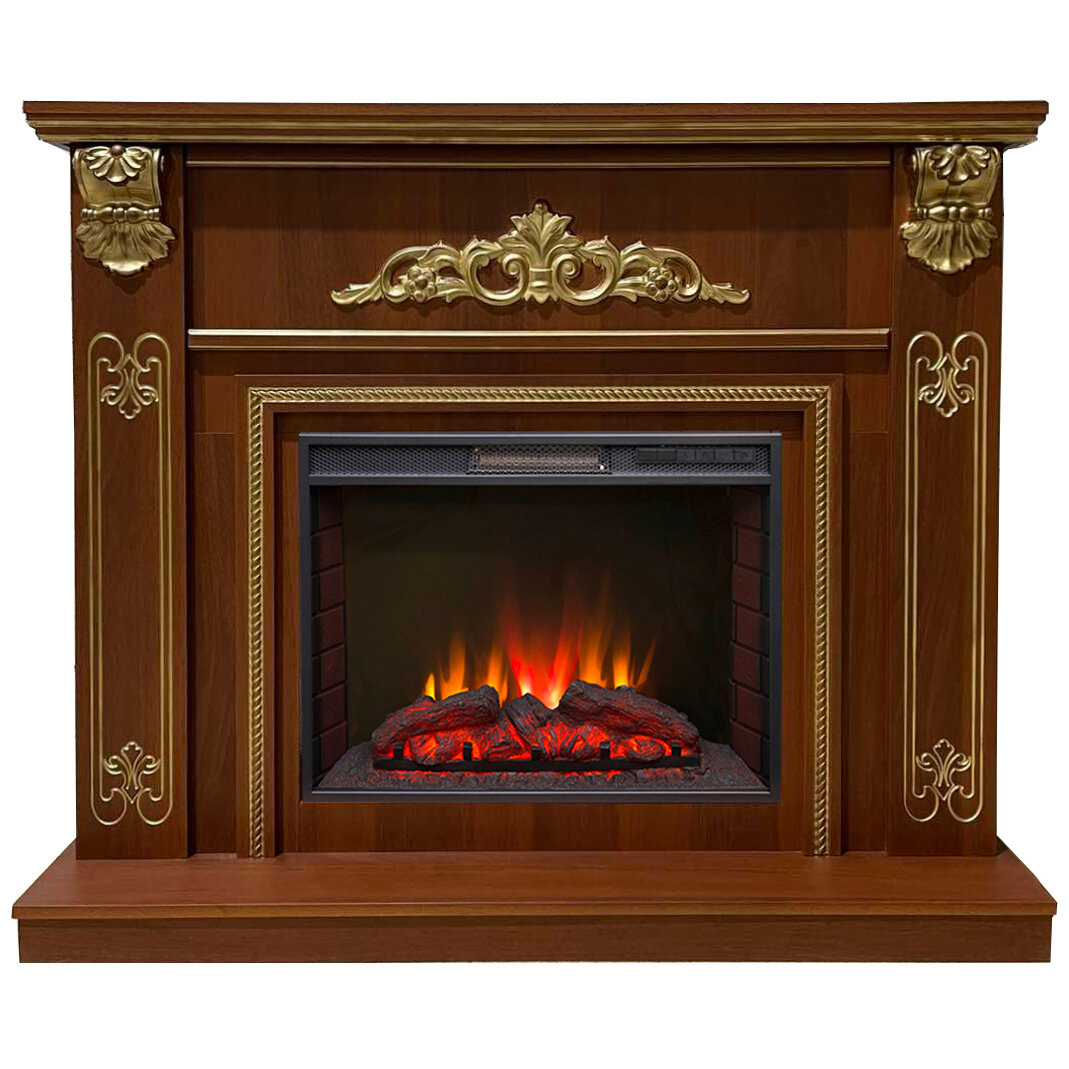 Камин электрический лидеркамин Византия CRG (c патиной золото) с очагом Sparta 25,5 LED (электрокамин)