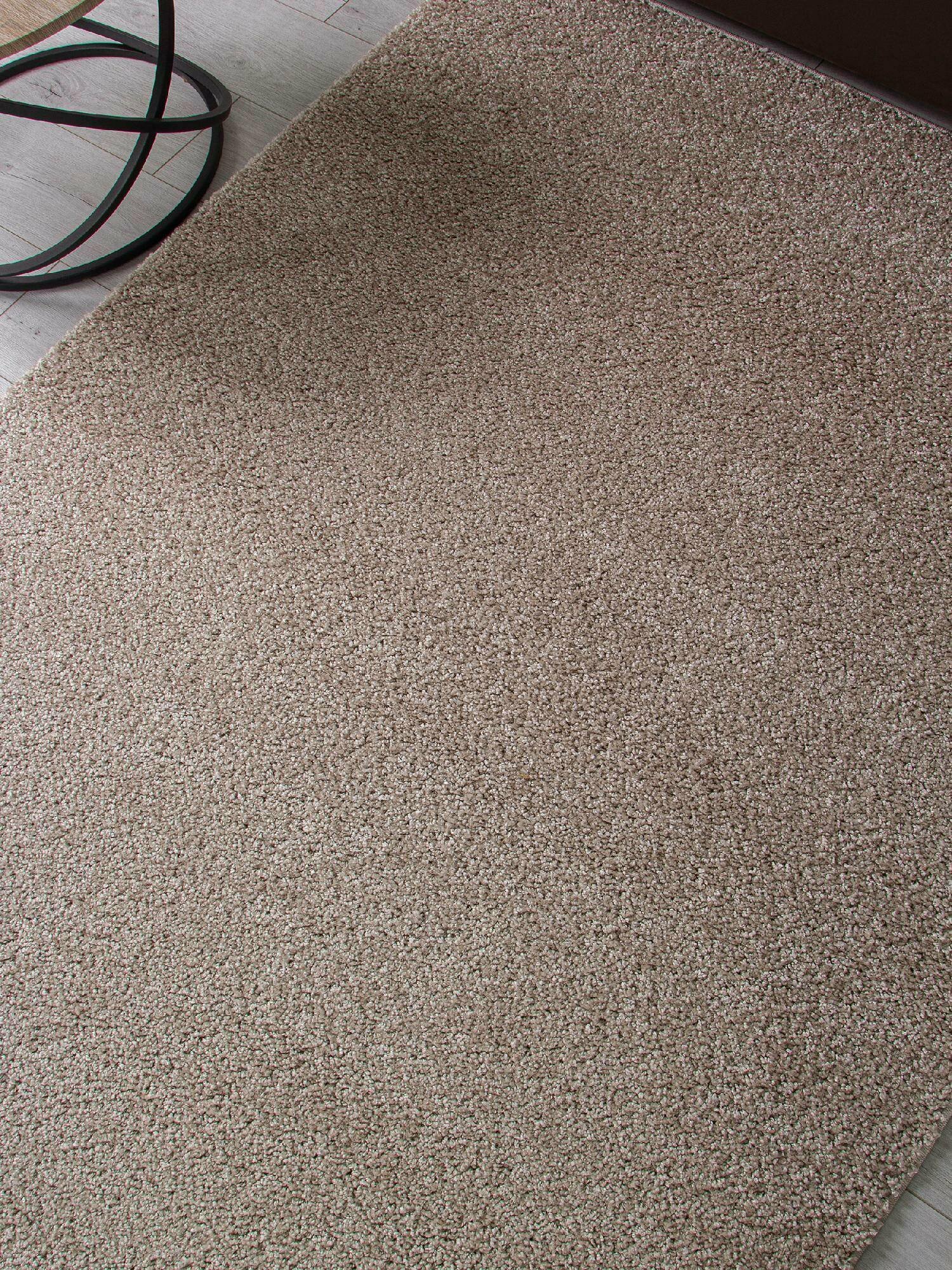 Ковер на пол в спальню в гостиную 100х200 см бежевый однотонный ворс 18 мм шегги 342048 KoverVDom