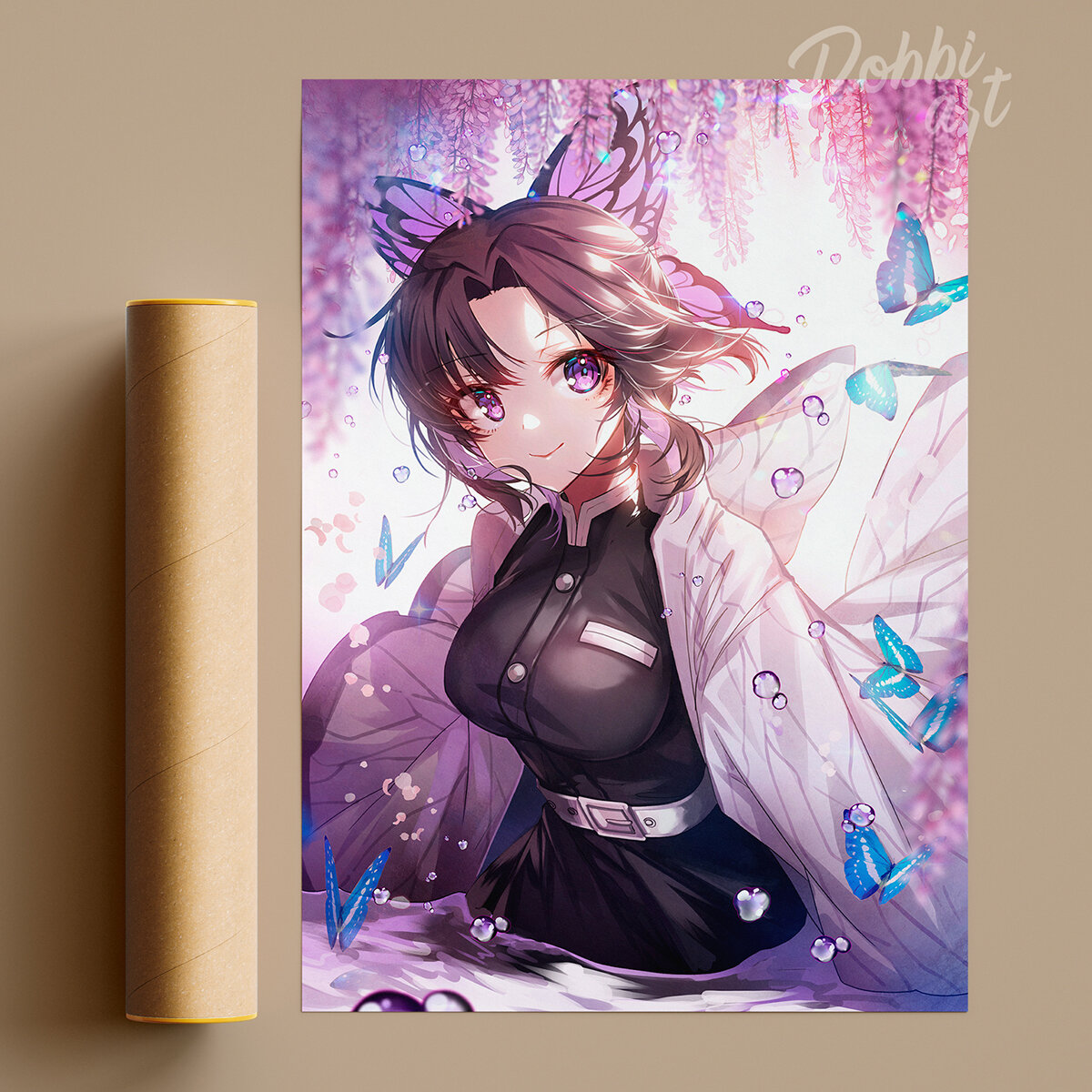 Постер 40х50 см Клинок рассекающий демонов без рамы/ Demon Slayer, Аниме, манга/ Шинобу