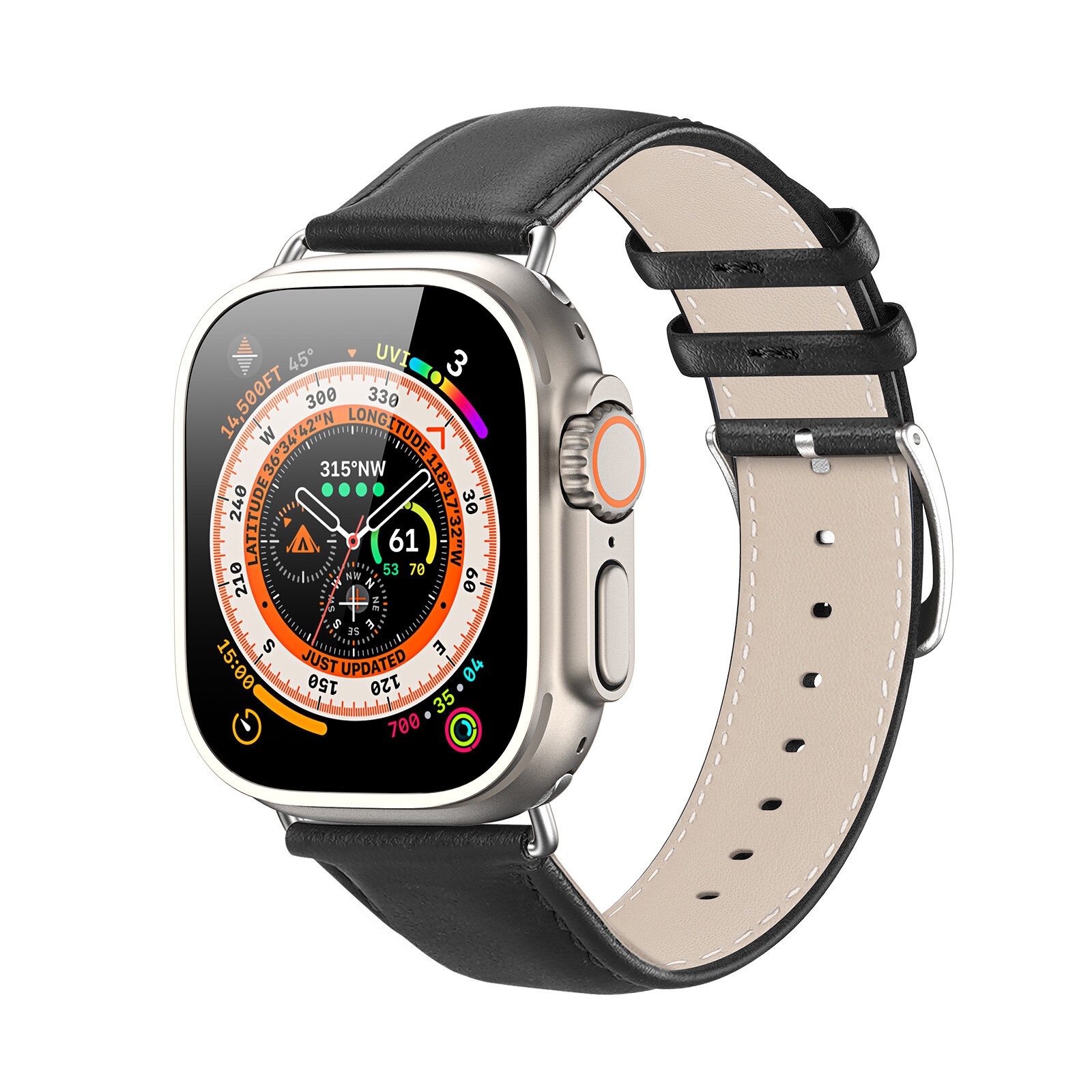 Ремешок из кожи черного цвета от Dux Ducis для смарт часов Apple Watch 38, 40, 41, 42мм, серия YS Series