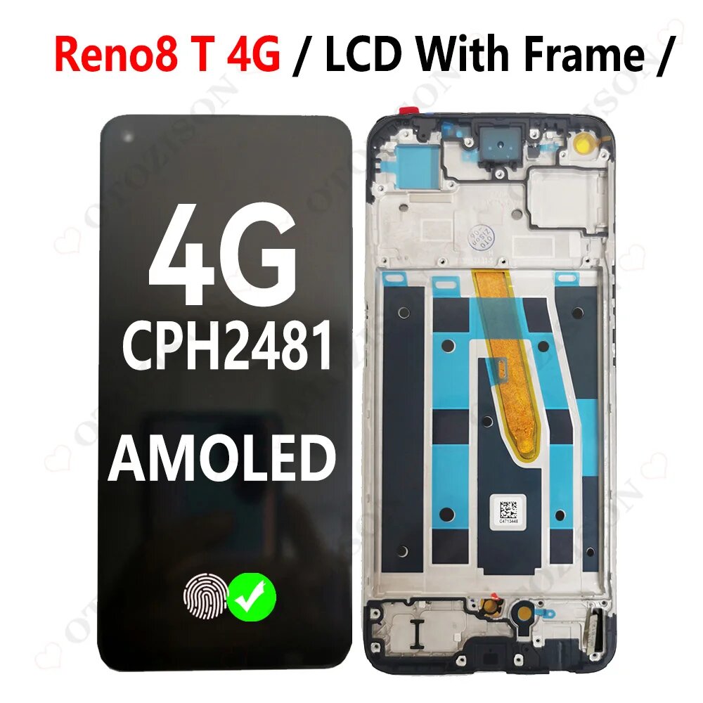 6,43-дюймовый дисплей для OPPO Reno8 T 4G, ЖК-дисплей с рамкой CPH2481, экран 4G With Frame-AMOLED
